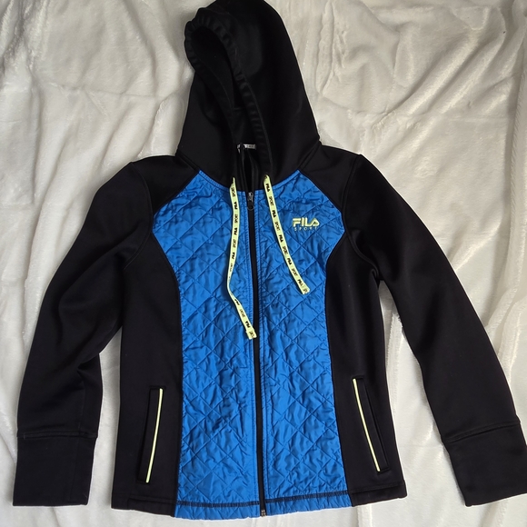 Fila | Jackets & Coats | Fila Black And Blue Sports Quilted Puffer ...